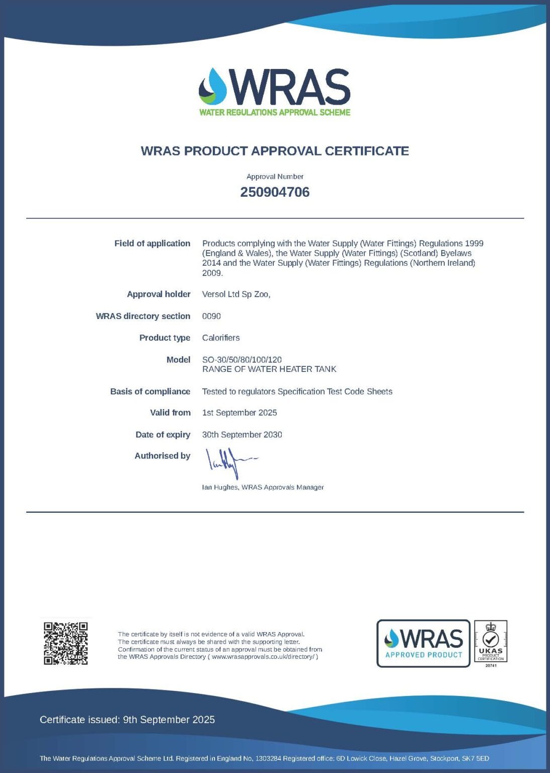35. WRAS Approval Water Heaters | Versol Group | Water Heating/Cooling ...